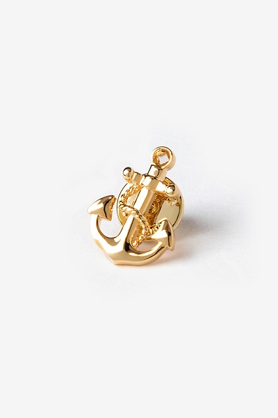 Gold Metal Anchor With Rope Lapel Pin | Ties.com