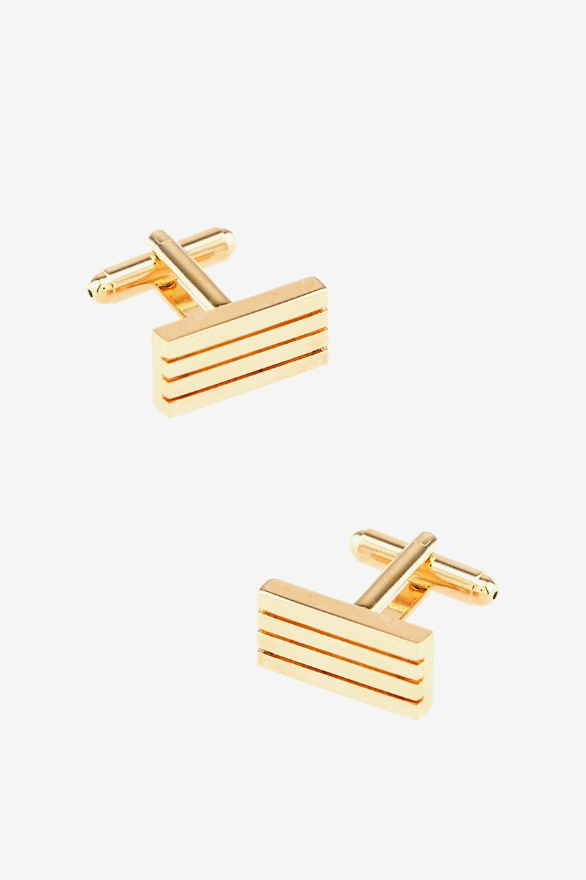Gold Metal Horizontal Bar Cufflinks | Ties.com