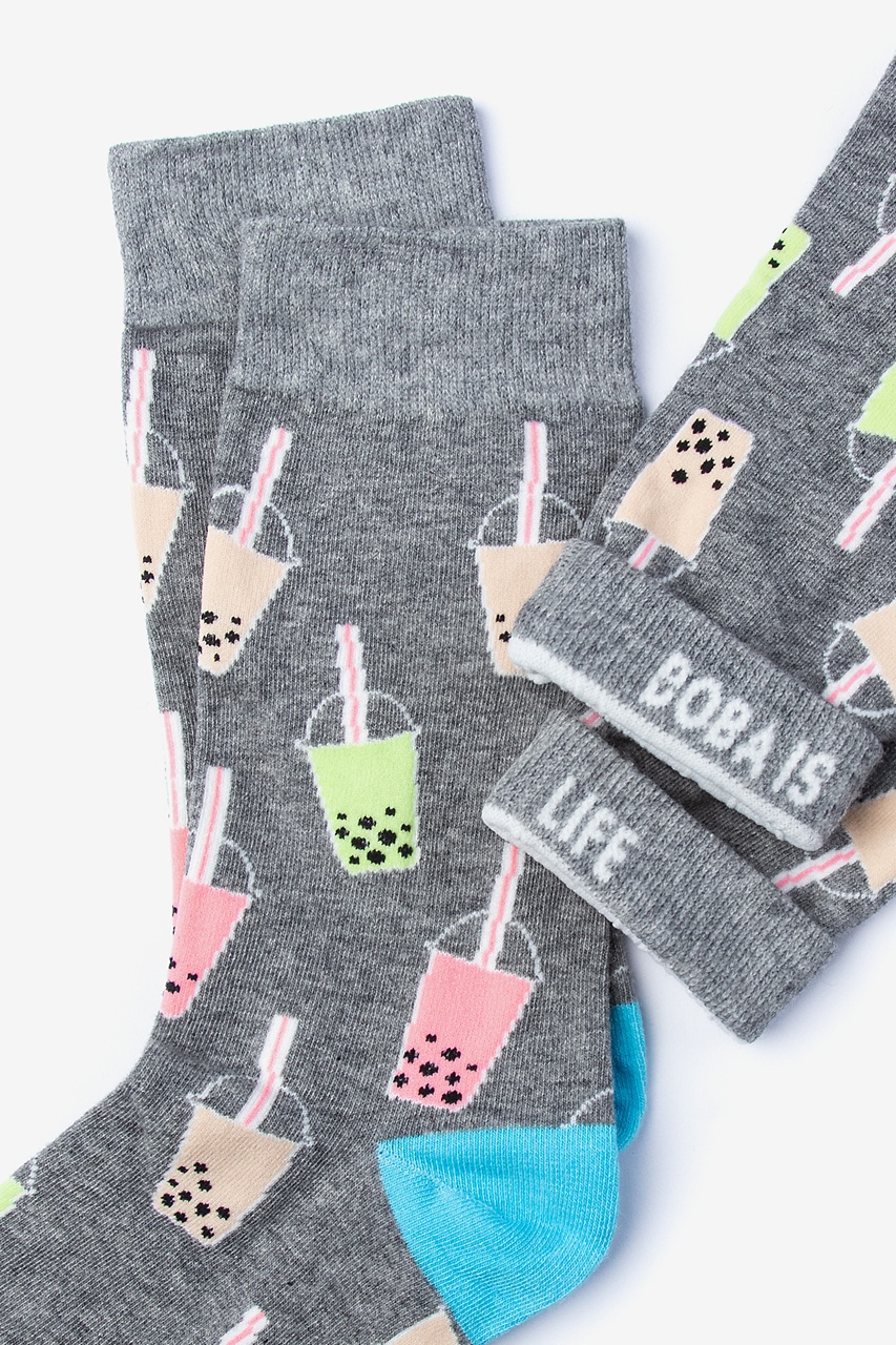 Women's Boba Gray Socks | Milk Tea Drink Socks | Ties.com