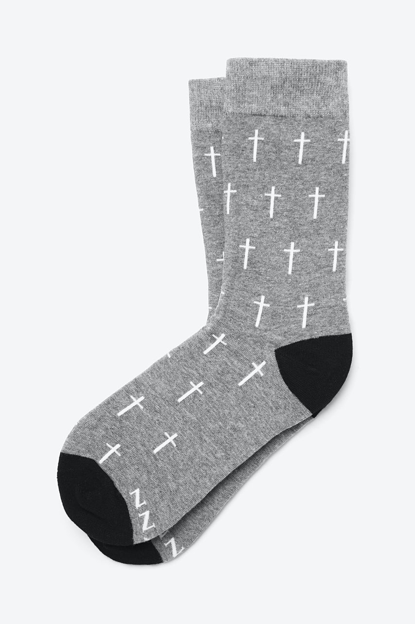 Gray Carded Cotton Holy Cross Women's Sock | Ties.com