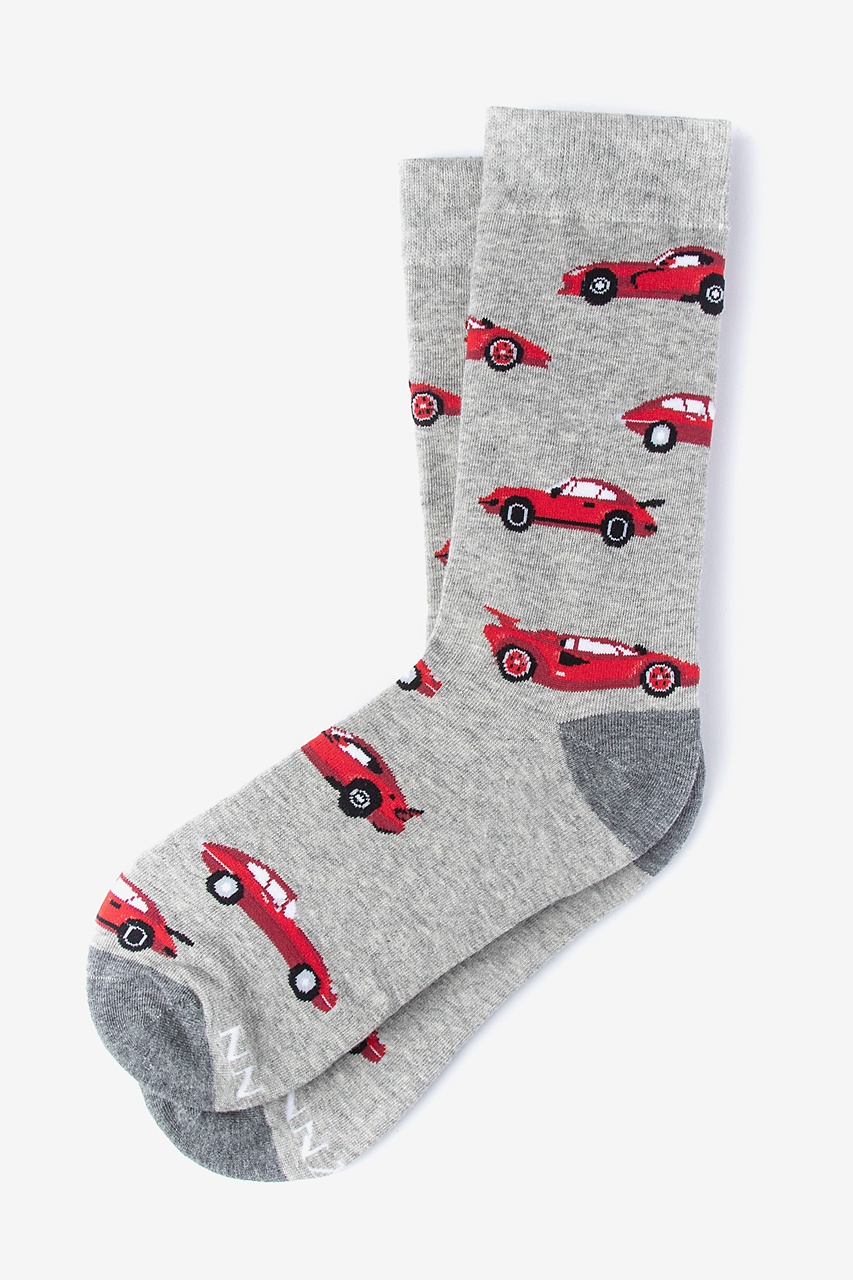 Gray Carded Cotton Super Cars Women's Sock | Ties.com