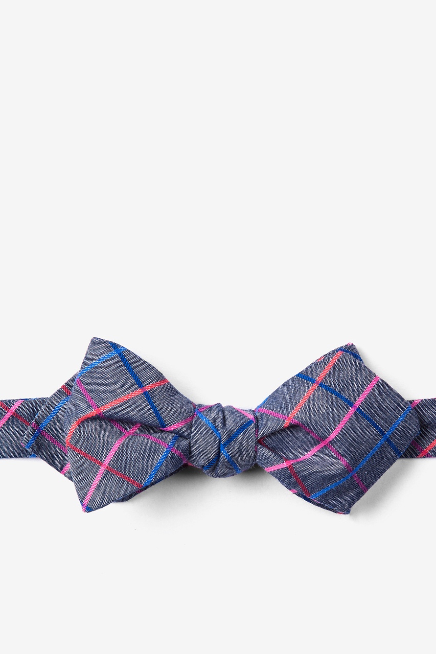 Gray Cotton Checkers Diamond Tip Self Tie Bow Tie | Ties.com