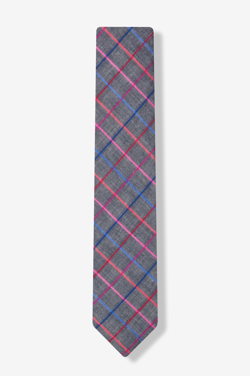 Gray Cotton Checkers Skinny Tie | Ties.com