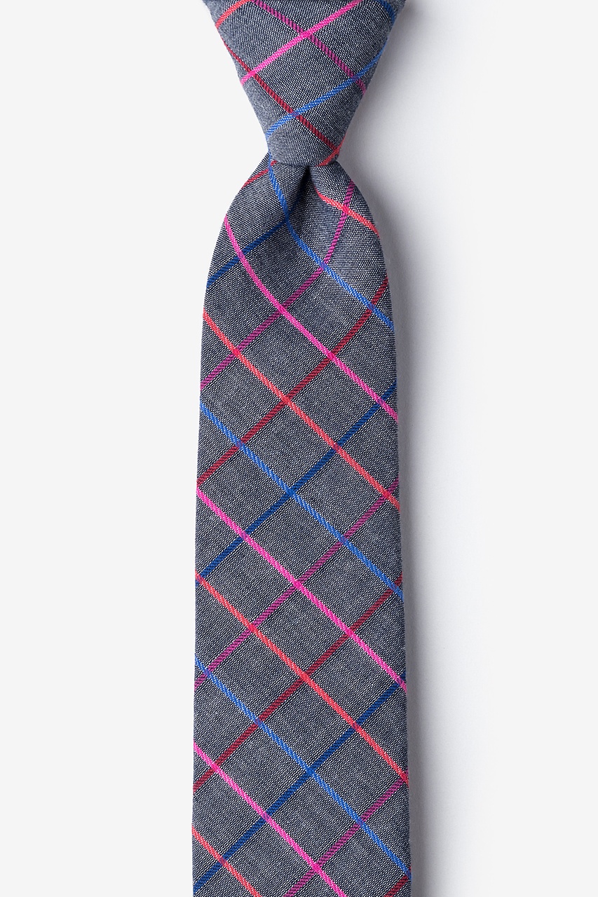 Gray Cotton Checkers Skinny Tie | Ties.com