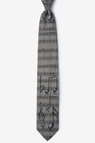 Gray Microfiber Music Notes Tie | Ties.com