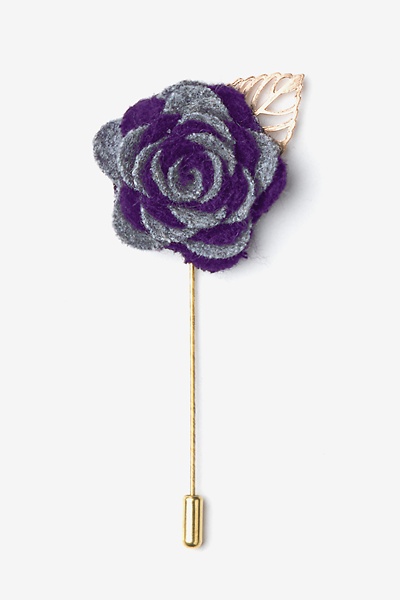 Gray Velvet Two-toned Flower Gold Leaf Lapel Pin | Ties.com