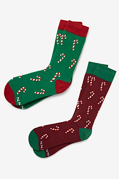 Green Carded Cotton Perpetual Peppermint His & Hers Socks | Ties.com