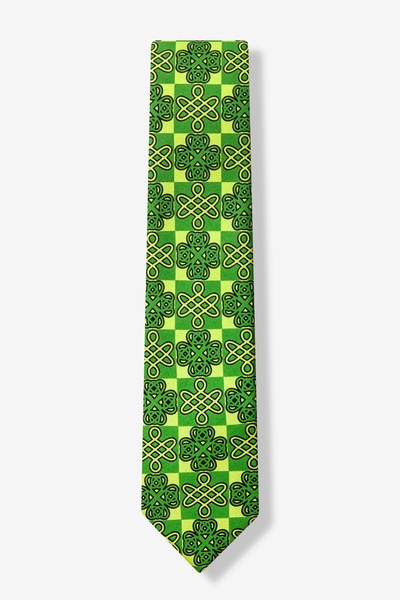Green Microfiber Celtic Checkers Skinny Tie | Ties.com