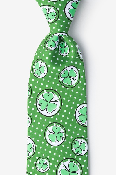Green Microfiber Holy Clovers Tie | Ties.com