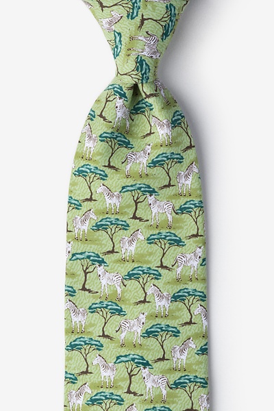 Green Polyester Zebra Tie | Ties.com