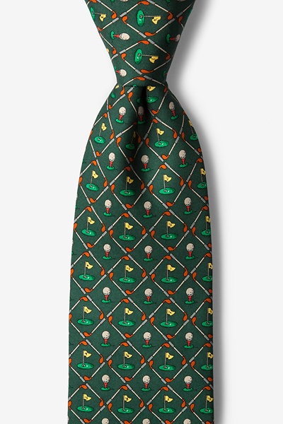 Golf Clubs & Tees Green Silk Tie | Golf Neckties | Ties.com