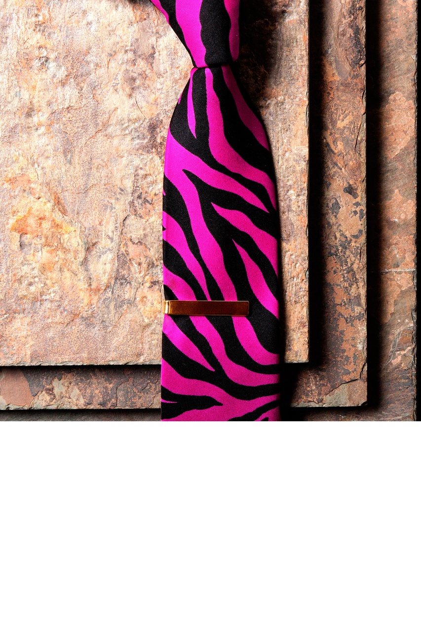 Hot Pink Microfiber Zebra Animal Print Skinny Tie | Ties.com