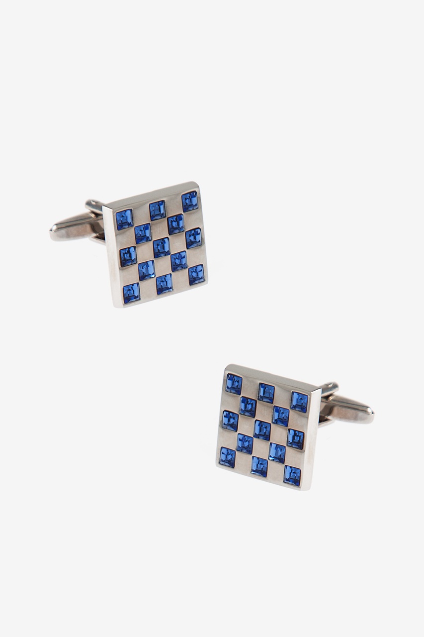 Light Blue Metal Bejeweled Square Cufflinks | Ties.com