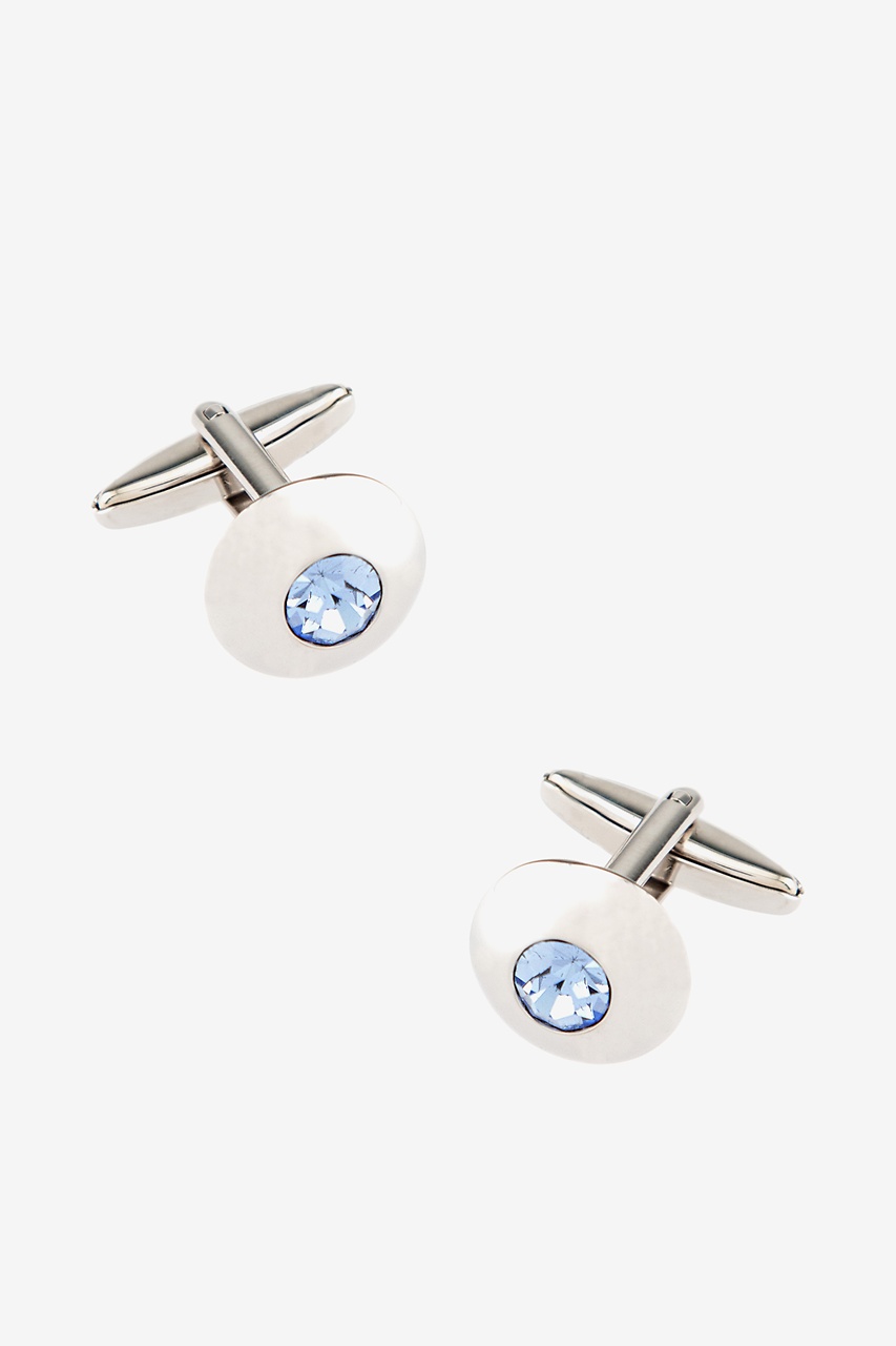 Light Blue Metal Embellished Dome Cufflinks | Ties.com