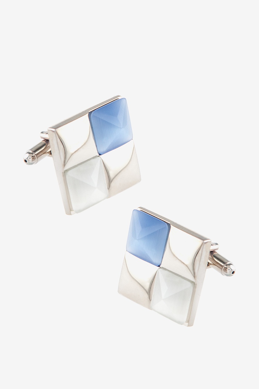 Light Blue Metal Four Peaks Cufflinks | Ties.com