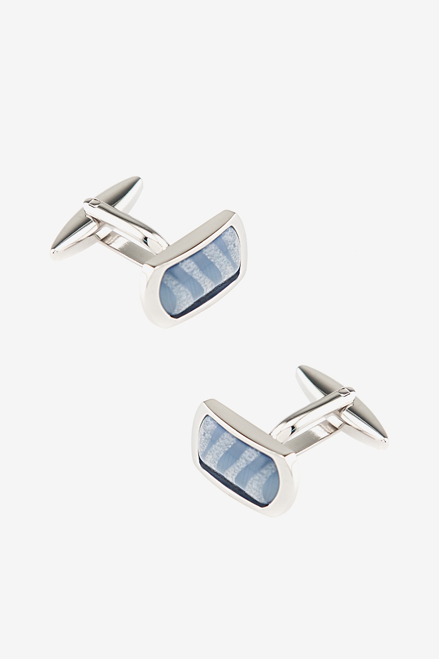 Light Blue Metal Translucent Swirl Cufflinks | Ties.com