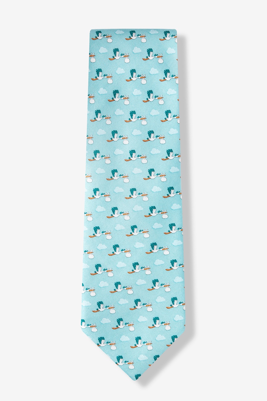 Stork Delivery Light Blue Silk Tie | Animal Neckties | Alynn