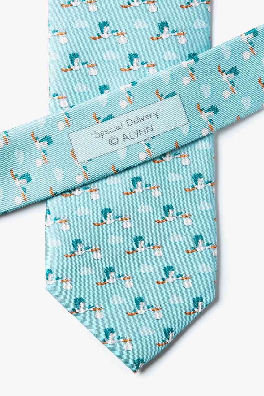 Stork Delivery Light Blue Silk Tie | Animal Neckties | Alynn