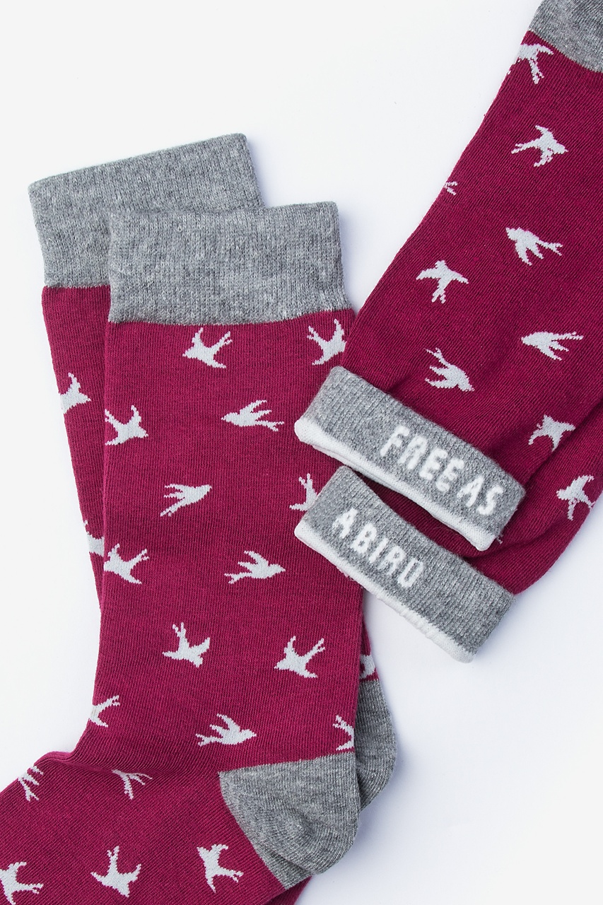 Maroon Flying Bird Sock | Animal Sock | Ties.com