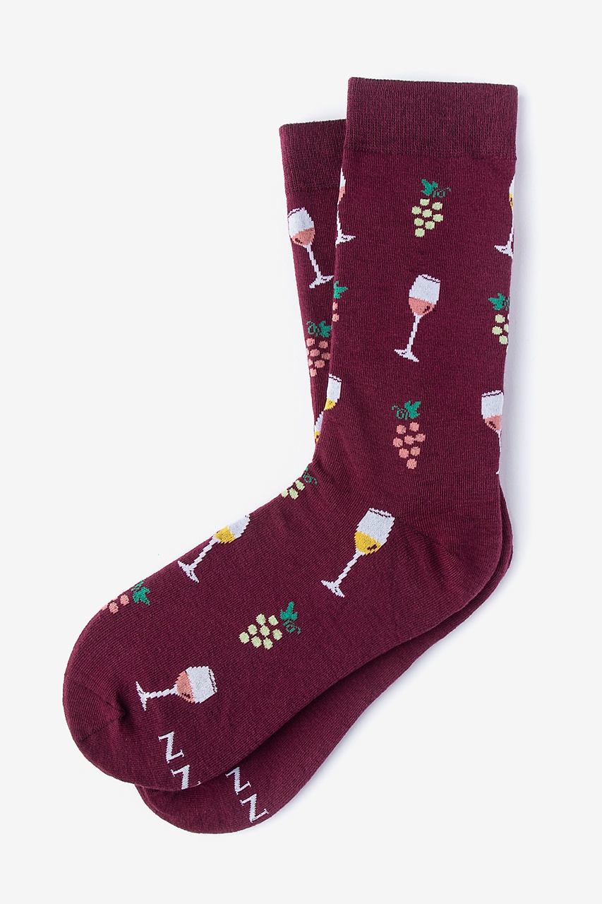 Maroon Carded Cotton Wine Snob Women's Sock | Ties.com
