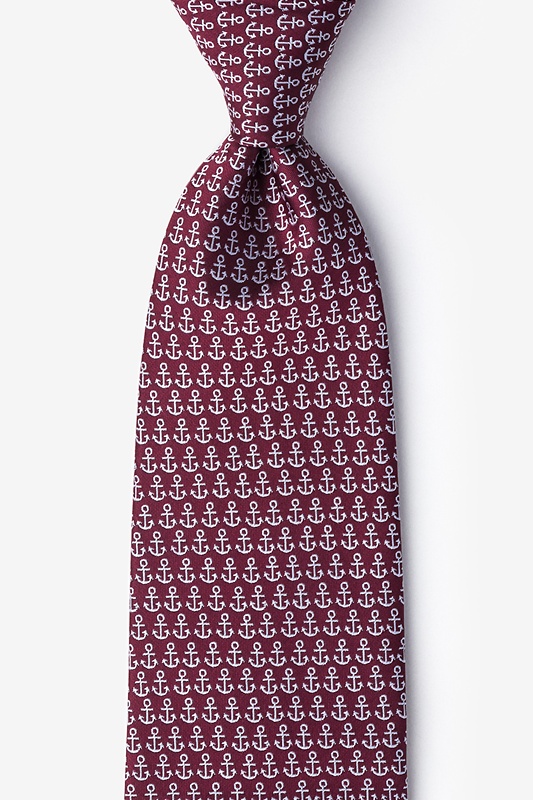 Maroon Microfiber Small Anchors Tie | Ties.com