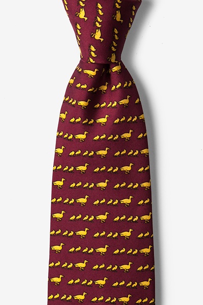 Ducks in a Row Maroon Silk Tie | Animal Neckties | Ties.com