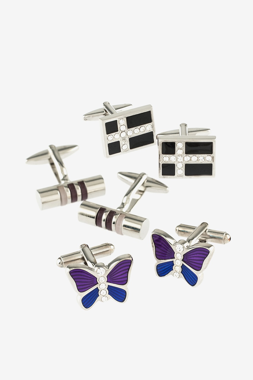 Multicolor Metal Assorted 3 Pack Cufflink Grab Bag | Ties.com
