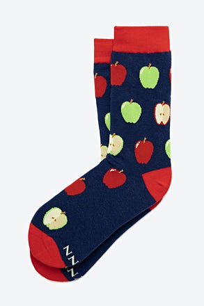 Navy Blue Carded Cotton Apple Core Values Sock | Ties.com