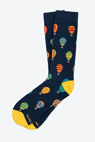 Navy Blue Carded Cotton Full of Hot Air Sock | Ties.com