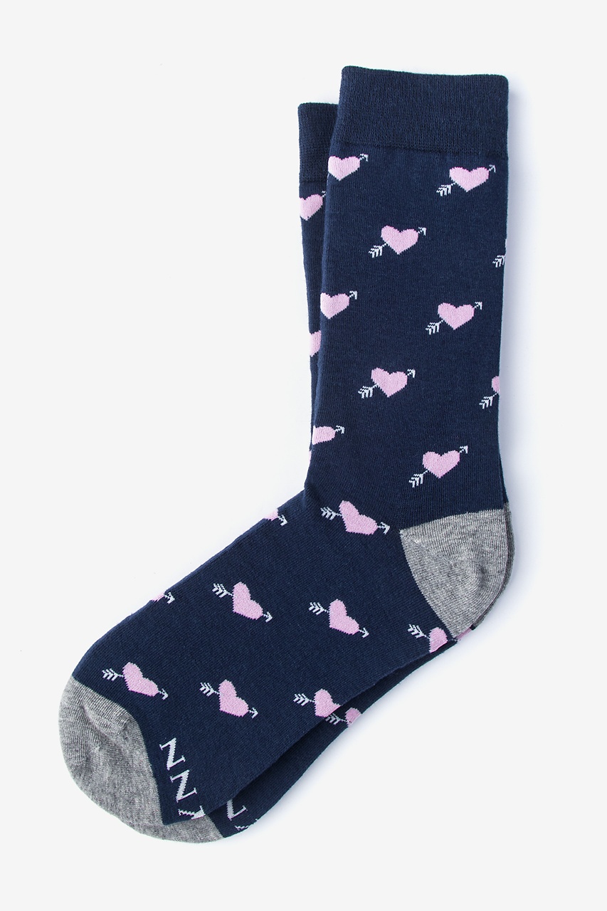 Navy Arrow Heart Sock | Ties.com