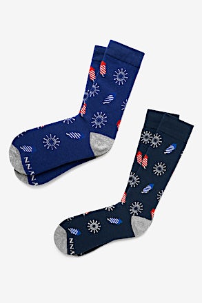 Navy Blue Carded Cotton God Be With Ye His & Hers Socks | Ties.com