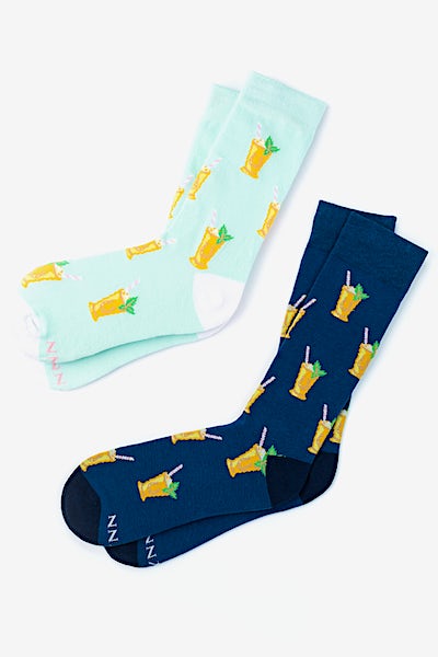 Navy Blue Carded Cotton Mint Julep His & Hers Socks | Ties.com