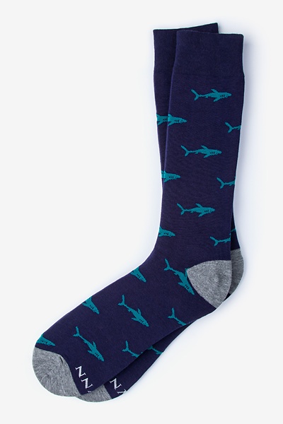 Shark Navy Blue Sock | Animal Ocean Sock | Ties.com