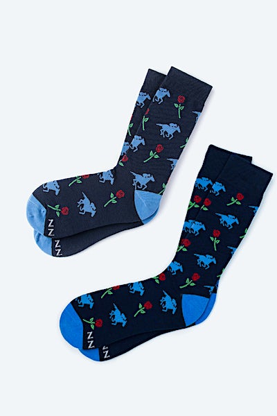 Navy Blue Carded Cotton Victory Rose His & Hers Socks | Ties.com