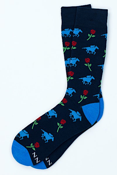 Navy Blue Carded Cotton Victory Rose Sock | Ties.com