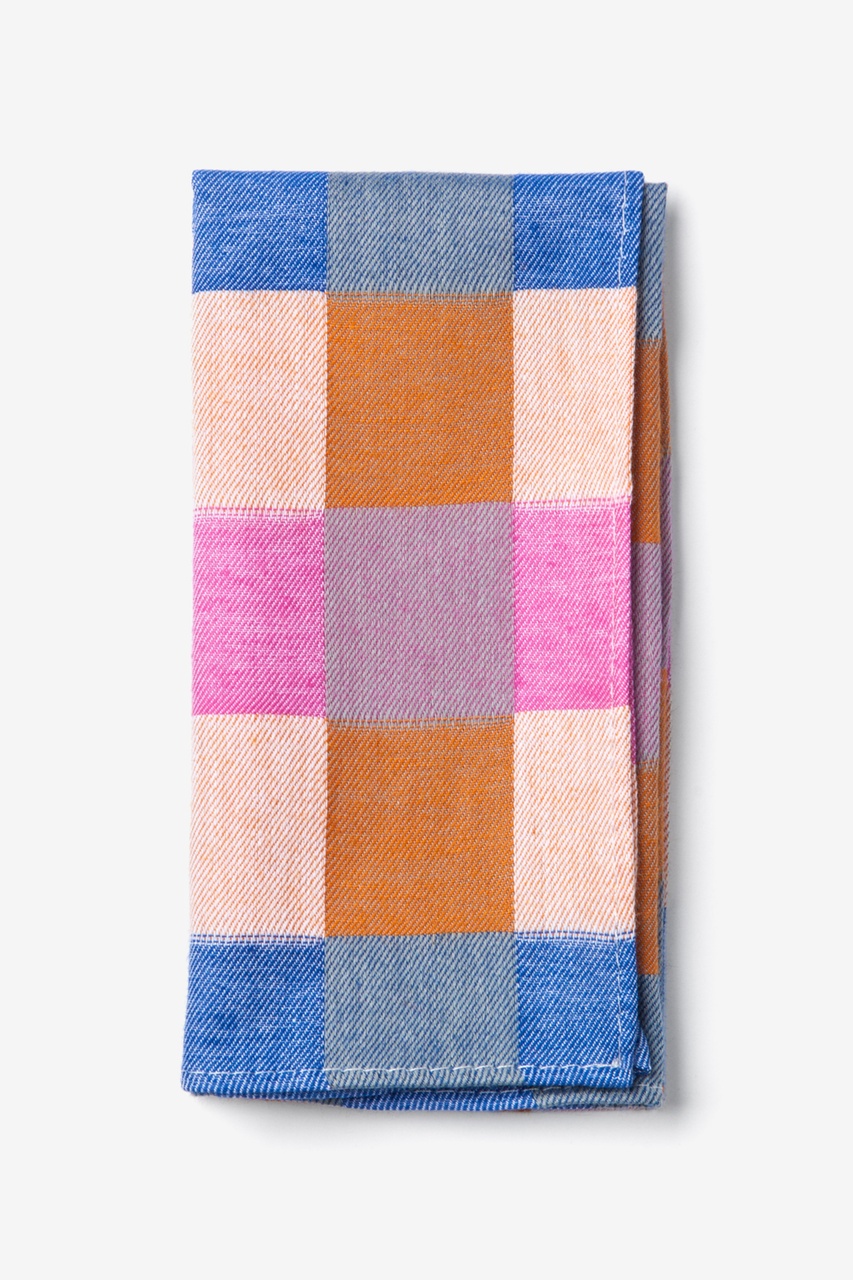 Navy Blue Cotton Tailor Check Pocket Square | Ties.com