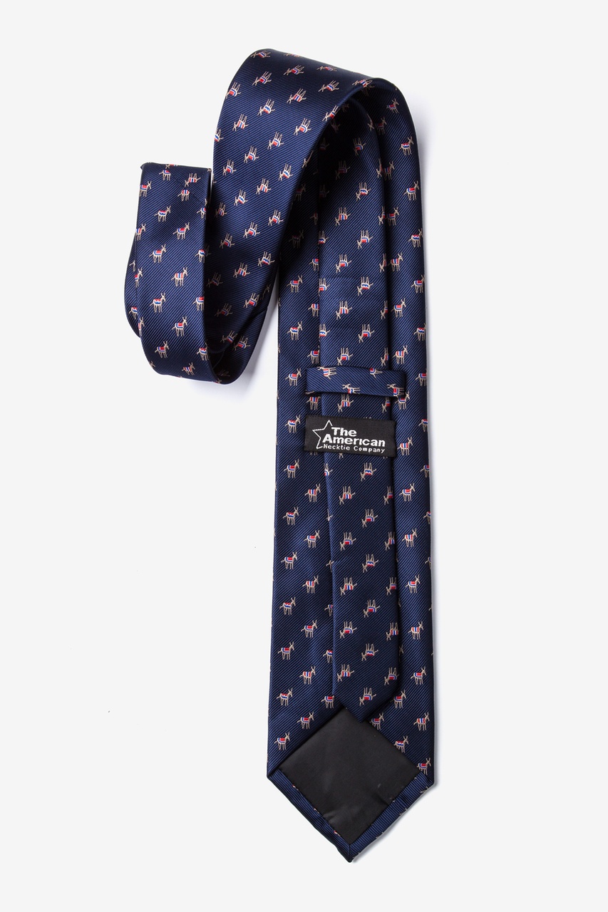 Navy Blue Microfiber Democratic Party Donkey Extra Long Tie | Ties.com