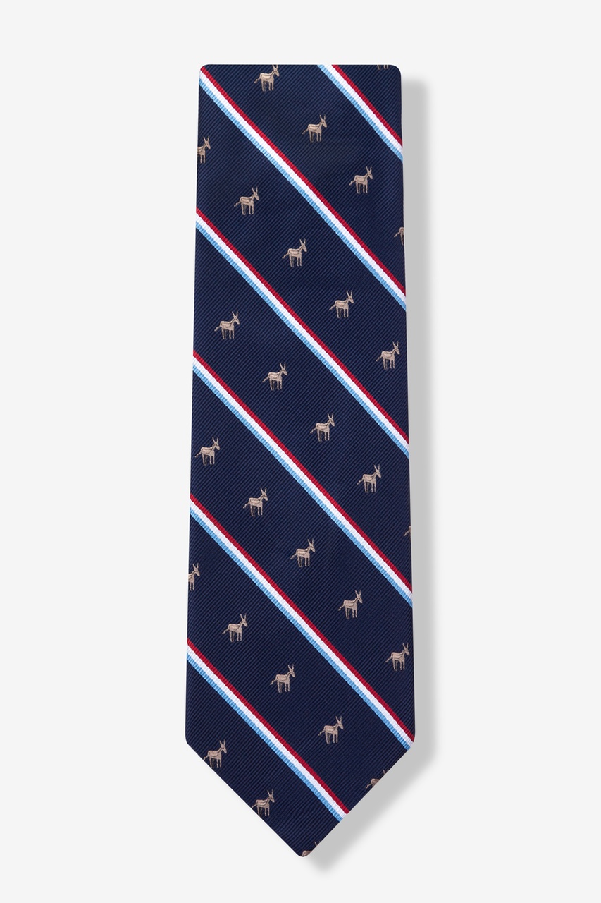 Navy Blue Microfiber Democratic Party Donkey Stripe Tie | Ties.com