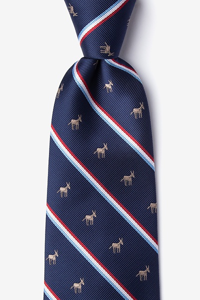 Navy Blue Microfiber Democratic Party Donkey Stripe Tie | Ties.com