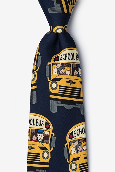 Navy Blue Microfiber School Bus Tie | Ties.com