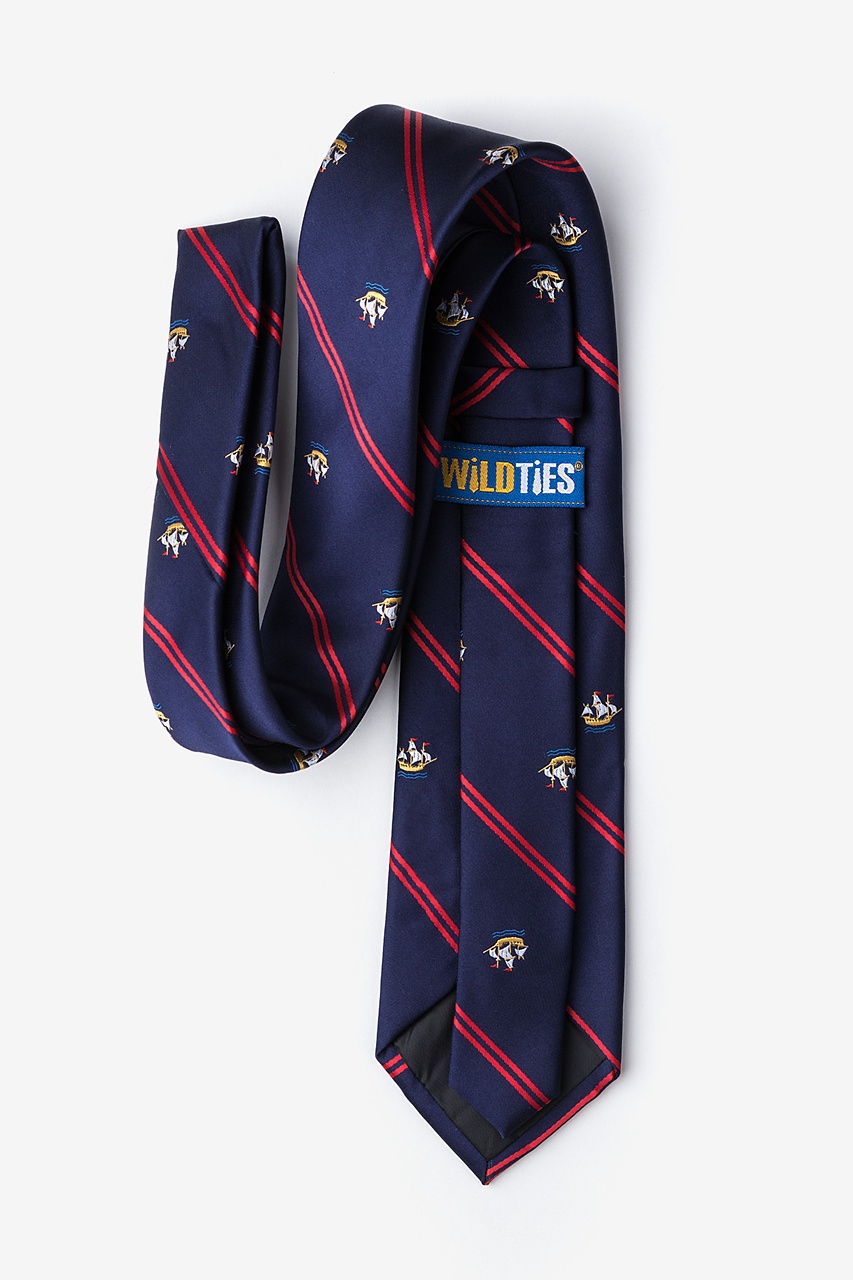 Navy Blue Microfiber Ship Stripe Extra Long Tie | Ties.com
