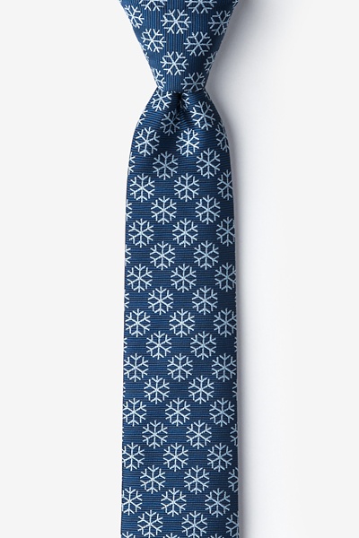 Navy Blue Microfiber Snowflakes Skinny Tie | Ties.com