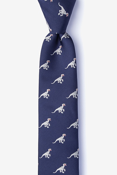 Vlociraptor Dinosuar Navy Blue Skinny Tie | Wild Ties | Ties.com