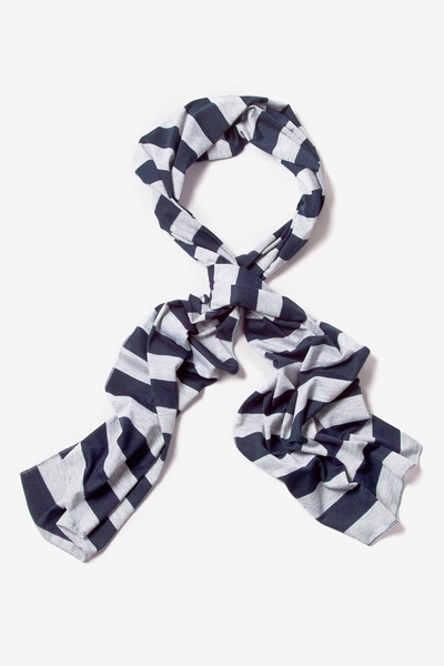 Navy Blue Polyester Mens Caravan Stripe Scarf | Ties.com