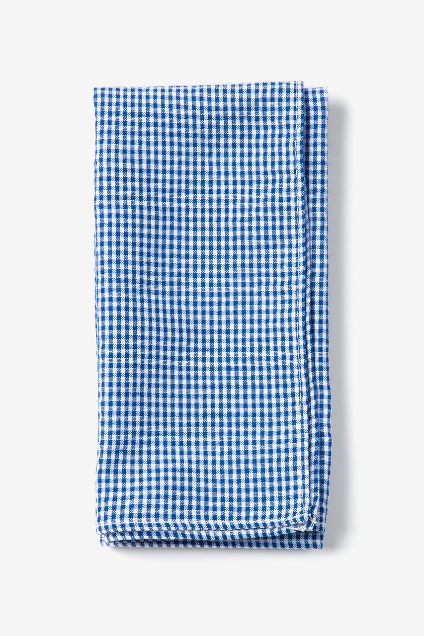 Navy Blue Seersucker Chamberlain Check Pocket Square | Ties.com