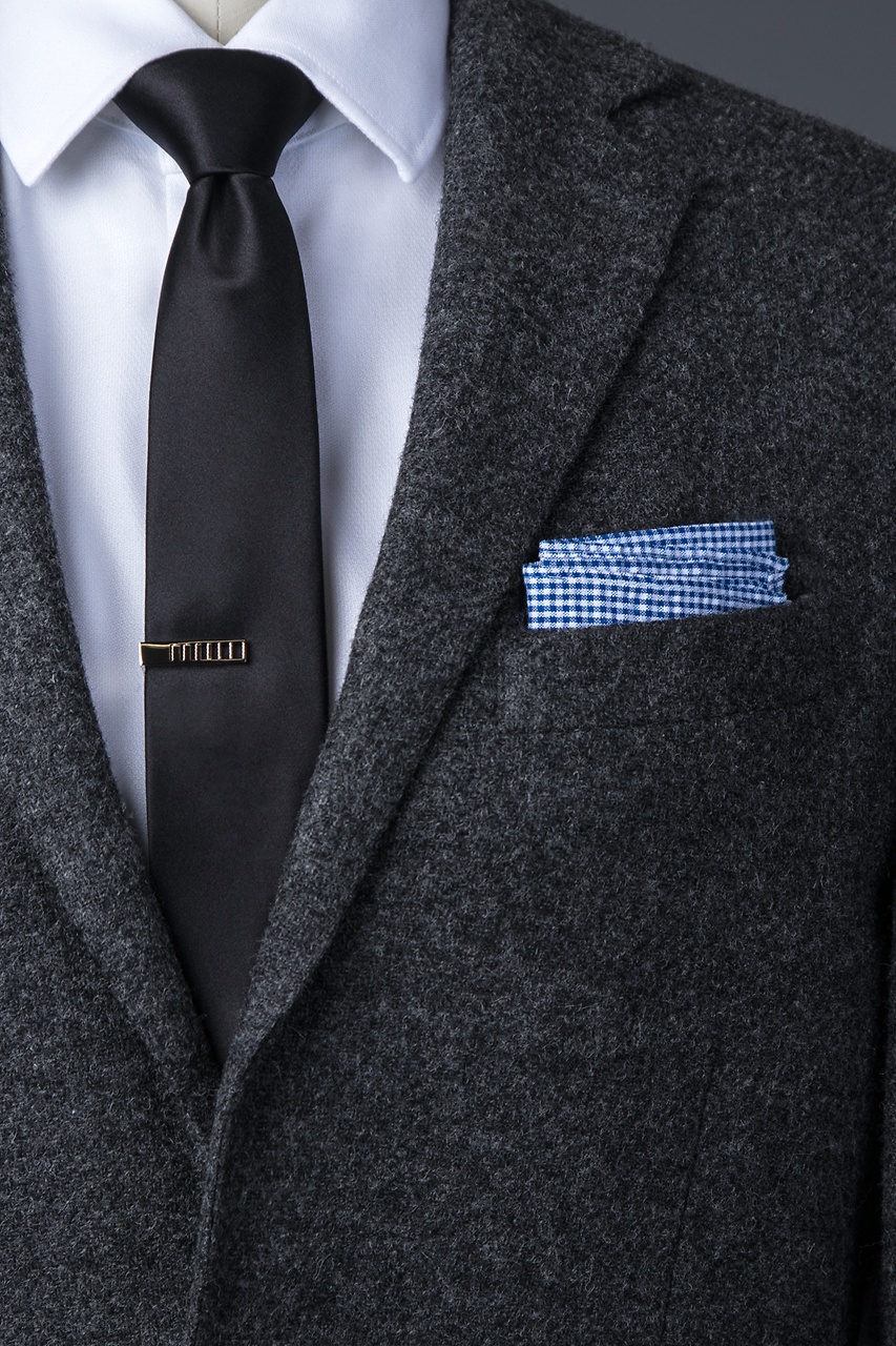 Navy Blue Seersucker Chamberlain Check Pocket Square | Ties.com