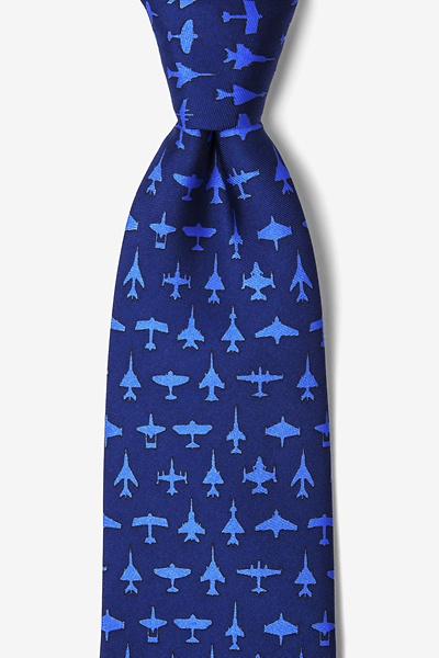 Aircraft Navy Blue Silk Tie | Aviation Pilot Neckties | Ties.com