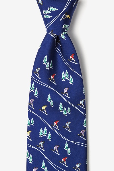 Skiing Navy Blue Silk Tie | Sports Neckties | Ties.com