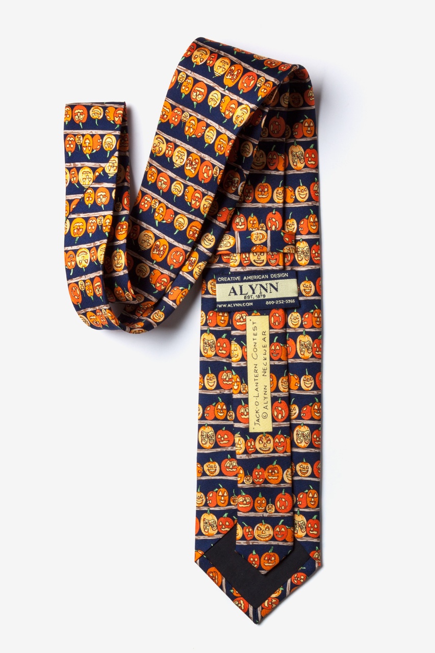 Navy Blue Silk Jack-o-Lantern Tie | Holiday Neckties | Alynn