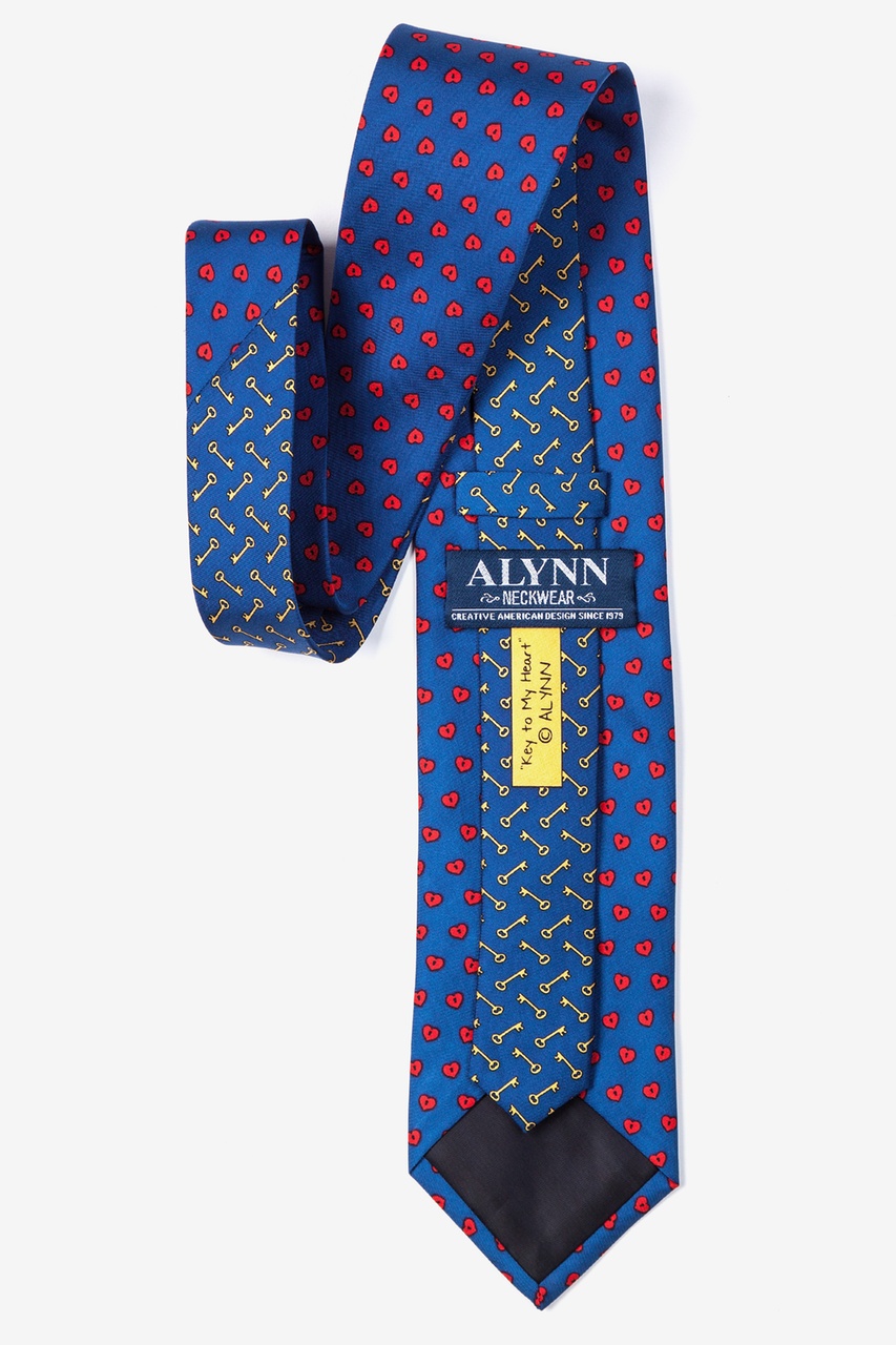 Heart & Lock Navy Blue Silk Tie | Holiday Neckties | Alynn